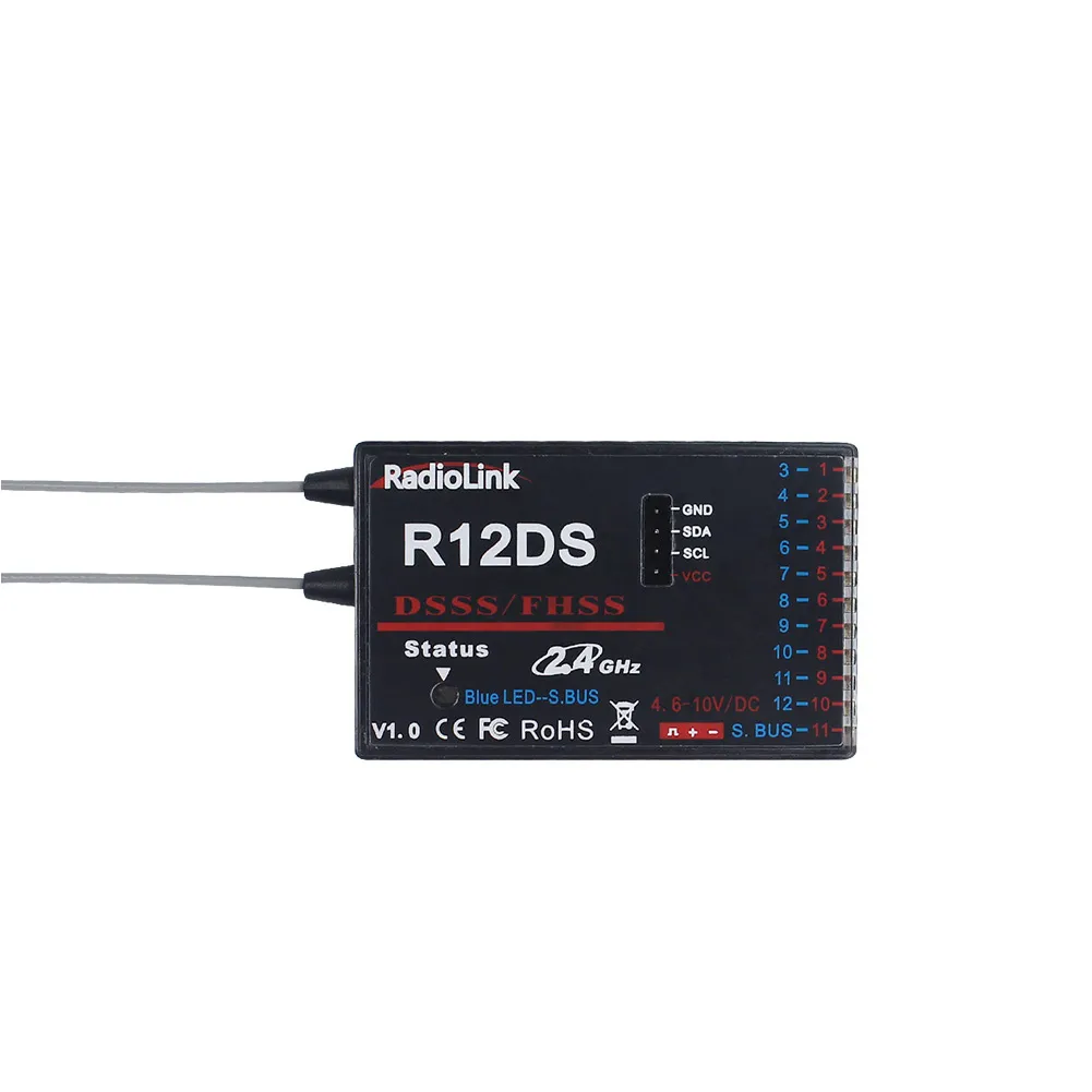 RadioLink AT10 II 2.4 GHz 10-Channel RC Transmitter with R12DS Receiver ...