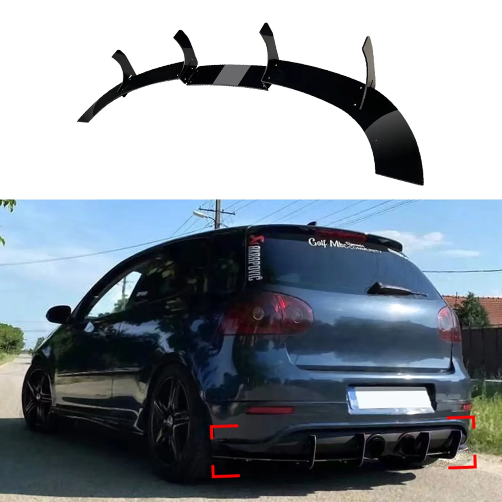 Rear Bumper Diffuser Spoiler Lip For Volkswagen VW Golf 5 R32 MK5 2005 ...