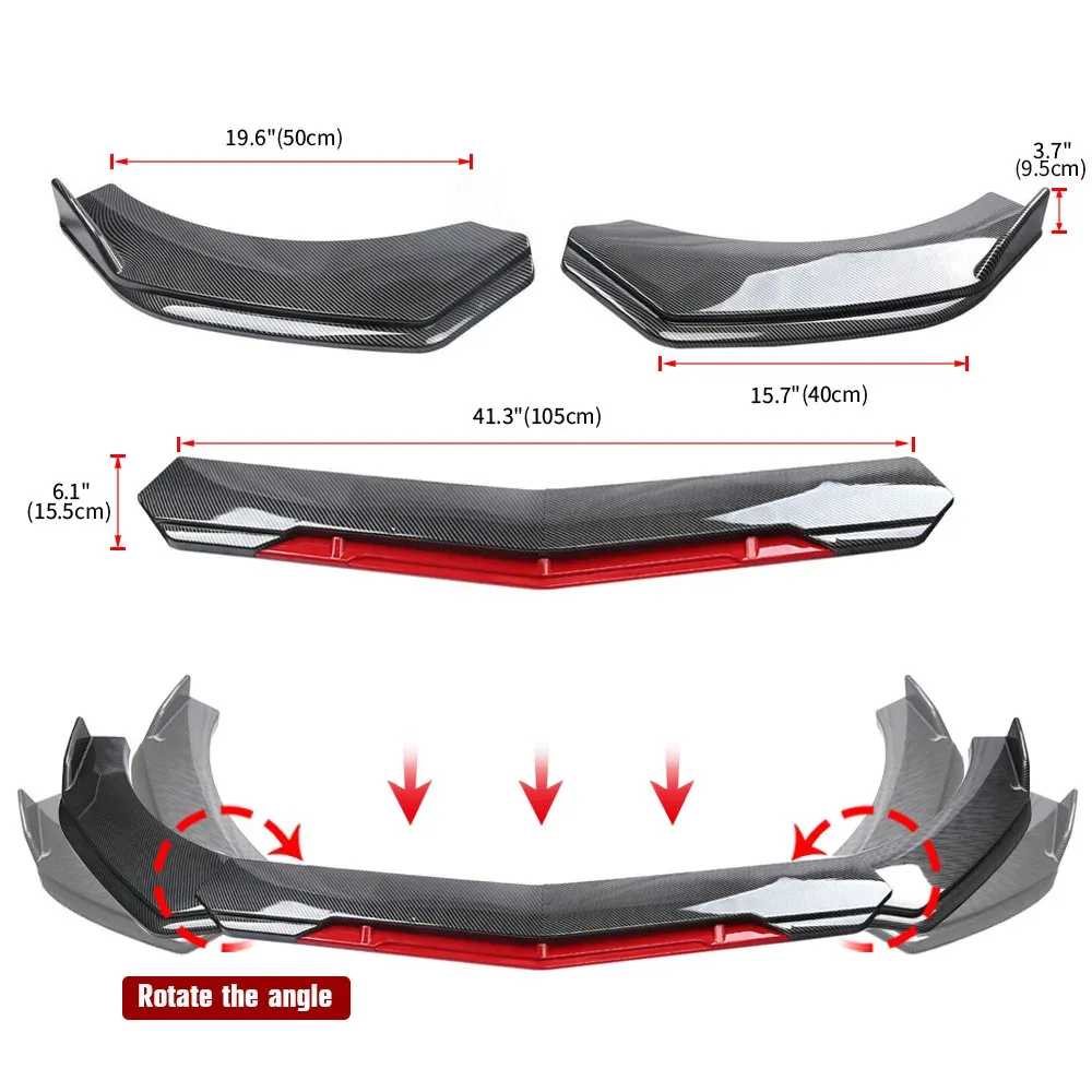Universal body kits with Sharp Gloss Black and Red Tongue Front Bumper ...