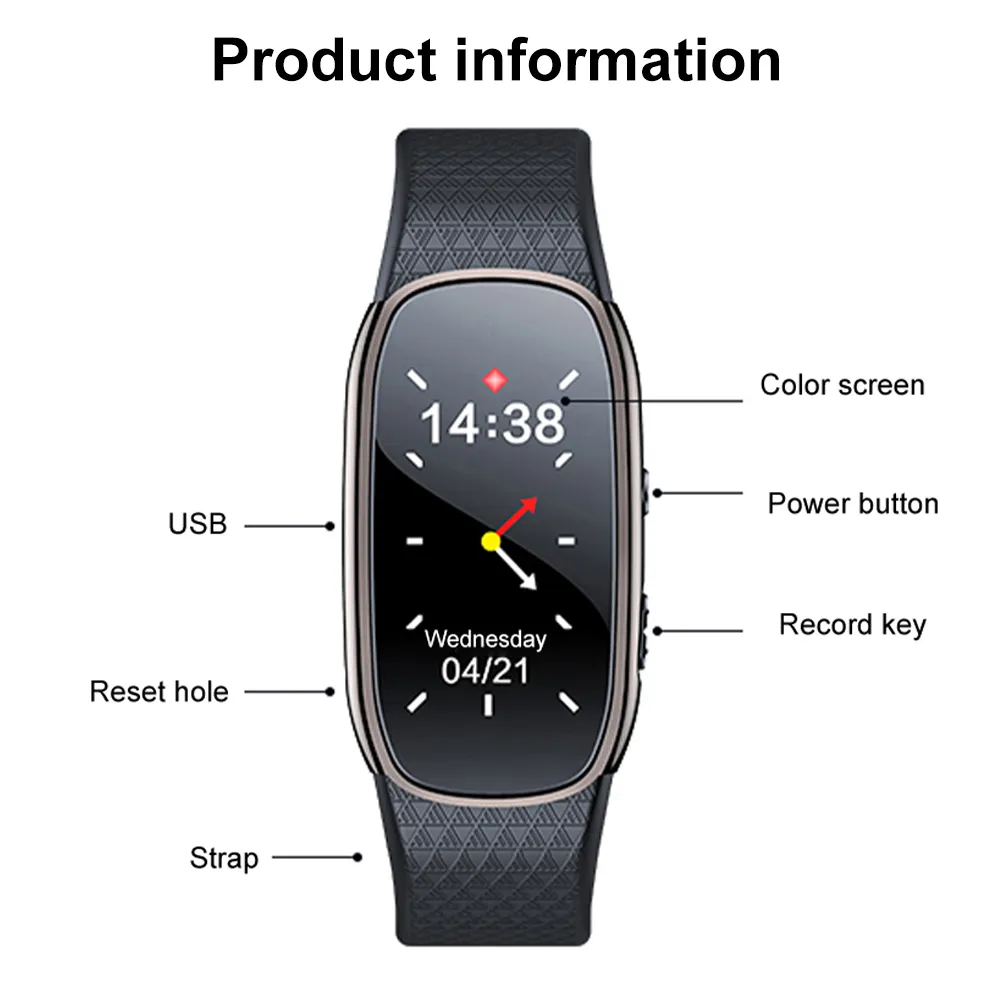 Smart Voice Recorder Watch: 8-16GB USB Mini Pen Audio Bracelet Player ...