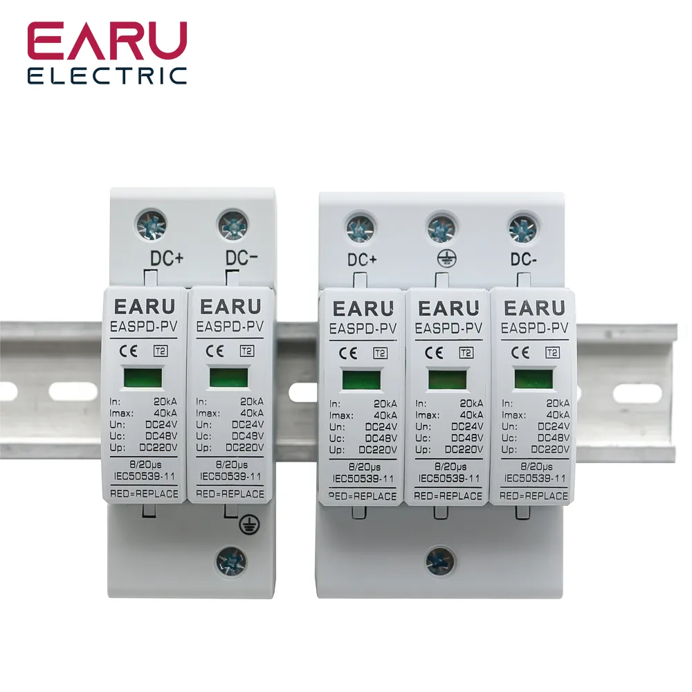 Photovoltaic 12V/24V/48V DC SPD Surge Protector, 10-40kA Lightning ...