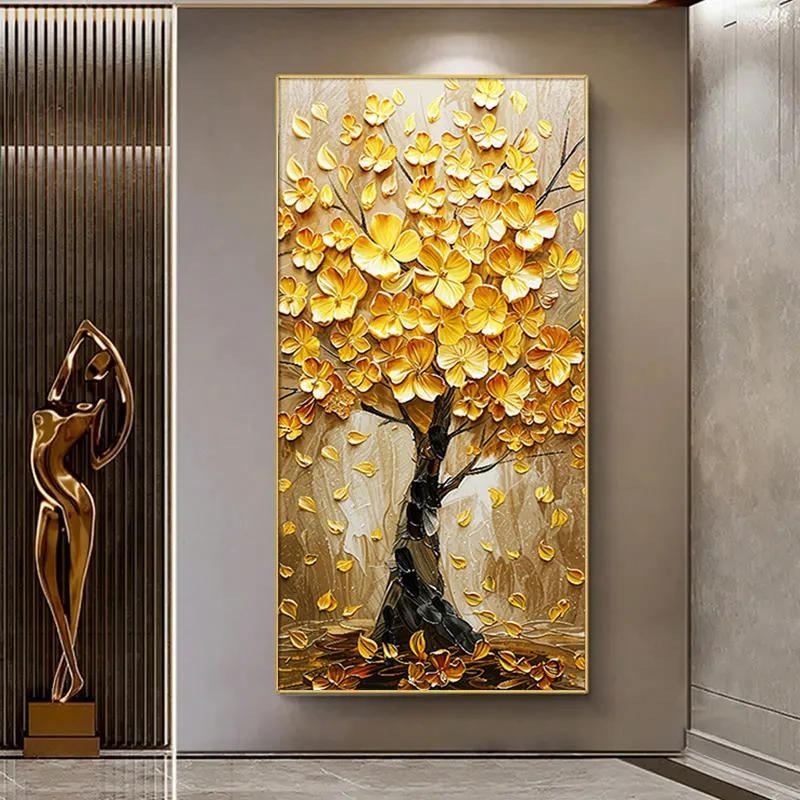 Gold Tree Canvas Gold Canvas Art Modern Landscape Picture For Bedroom ...