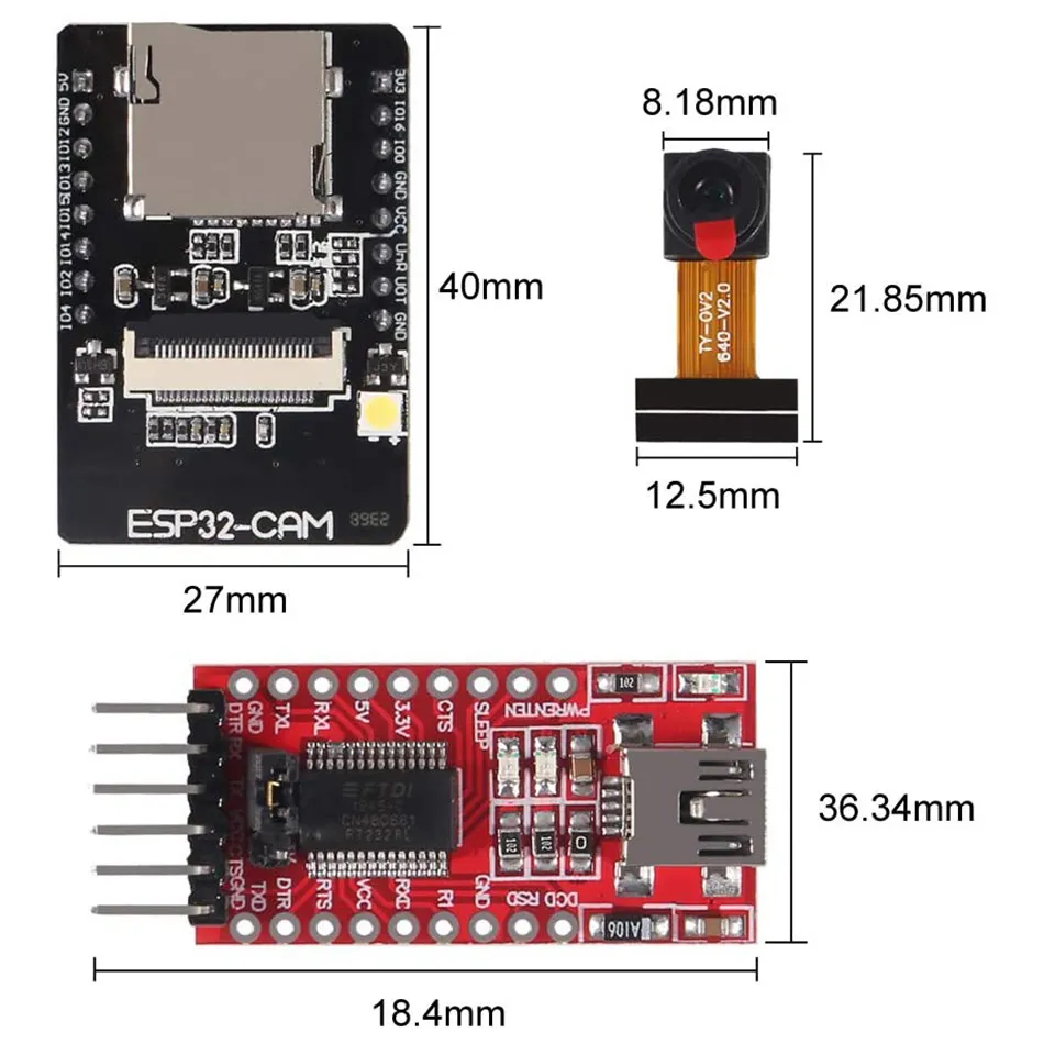 DHgate.com:ESP32-CAM WiFi Bluetooth Development Board with OV2640 2MP ...