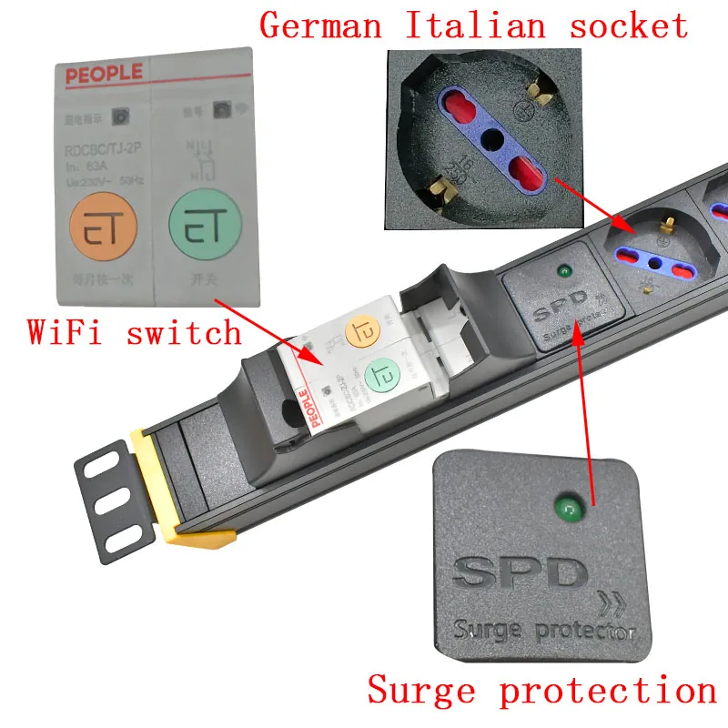 360° Rotatable Surge-Protected Smart PDU Power Strip with WiFi Switch ...