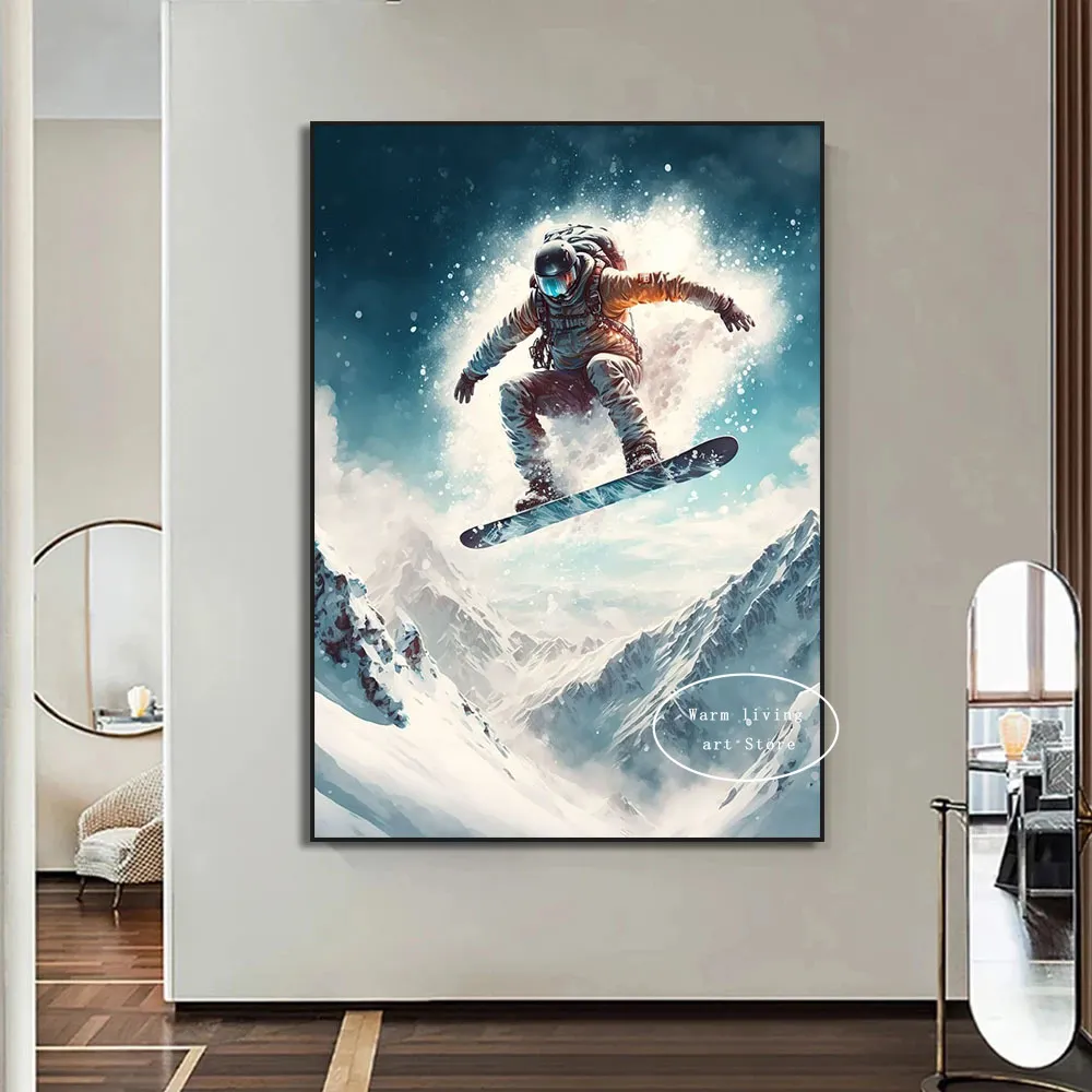 Artistic Mountain Ski Jump Canvas Art: Vivid Winter Sports Decor for ...