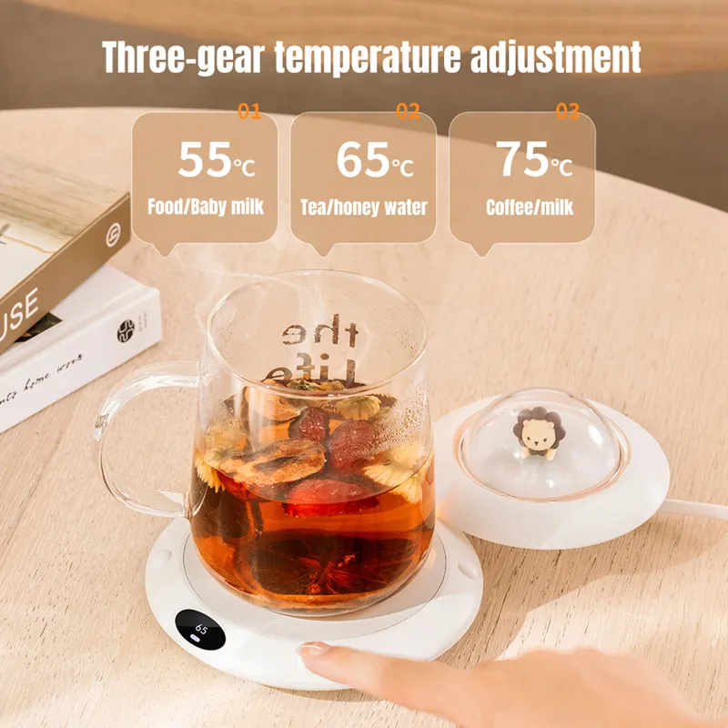 3-Speed Electric Mug Warmer with Rotatable Heating Coaster & LED Light ...