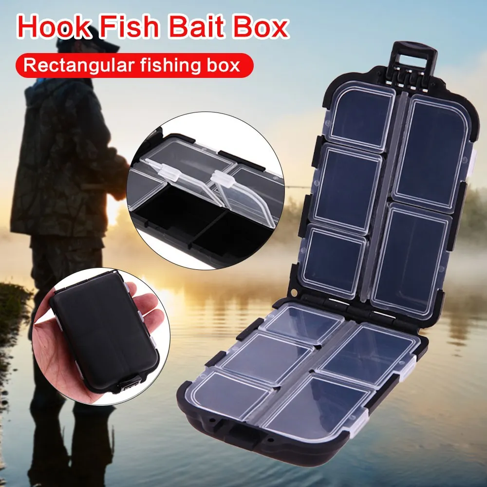 10 Compartment Mini Fishing Tackle Box with Snap-Lock Lid for Hook ...