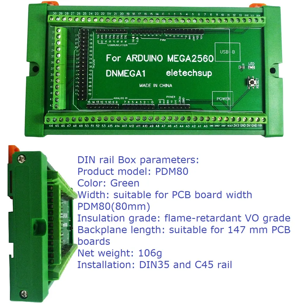 Arduino MEGA 2560 R3 Board Rail Mount Screw Terminal Interlocking ...