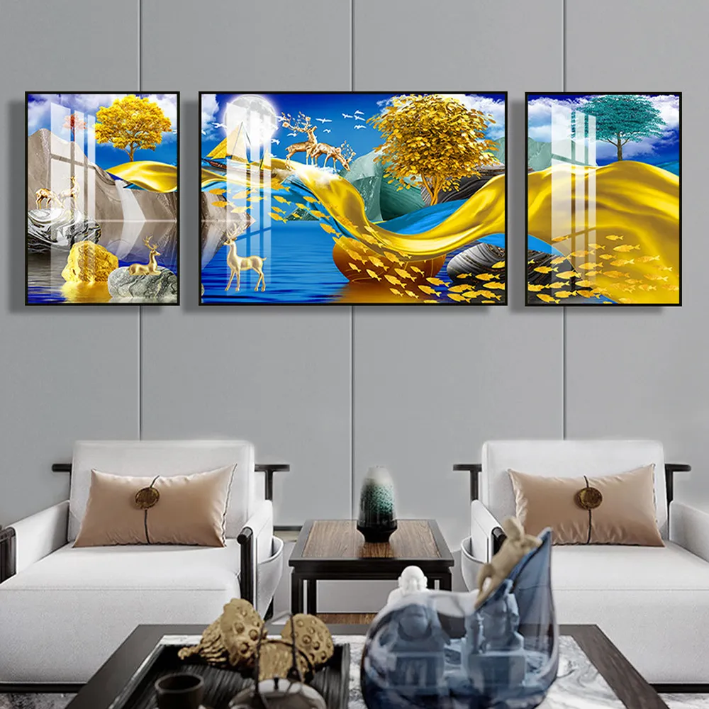 DHgate.com:Chinese Feng Shui Golden Rich Tree Canvas Painting Wall Art ...