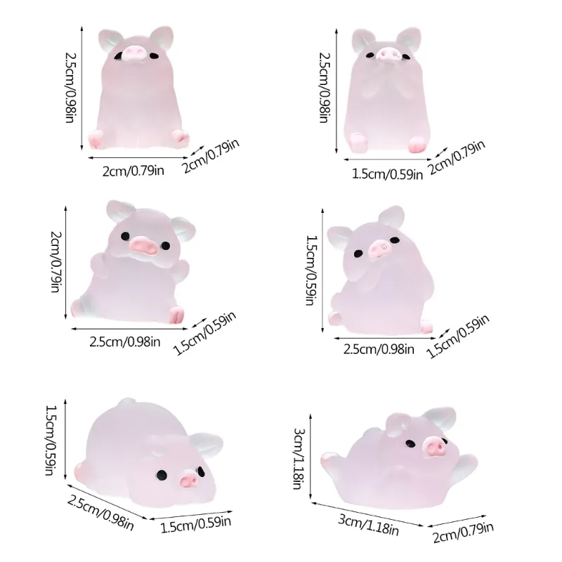 Luminous Mini Pig Figurines: Glow-in-the-Dark Resin Pigs for Cake ...