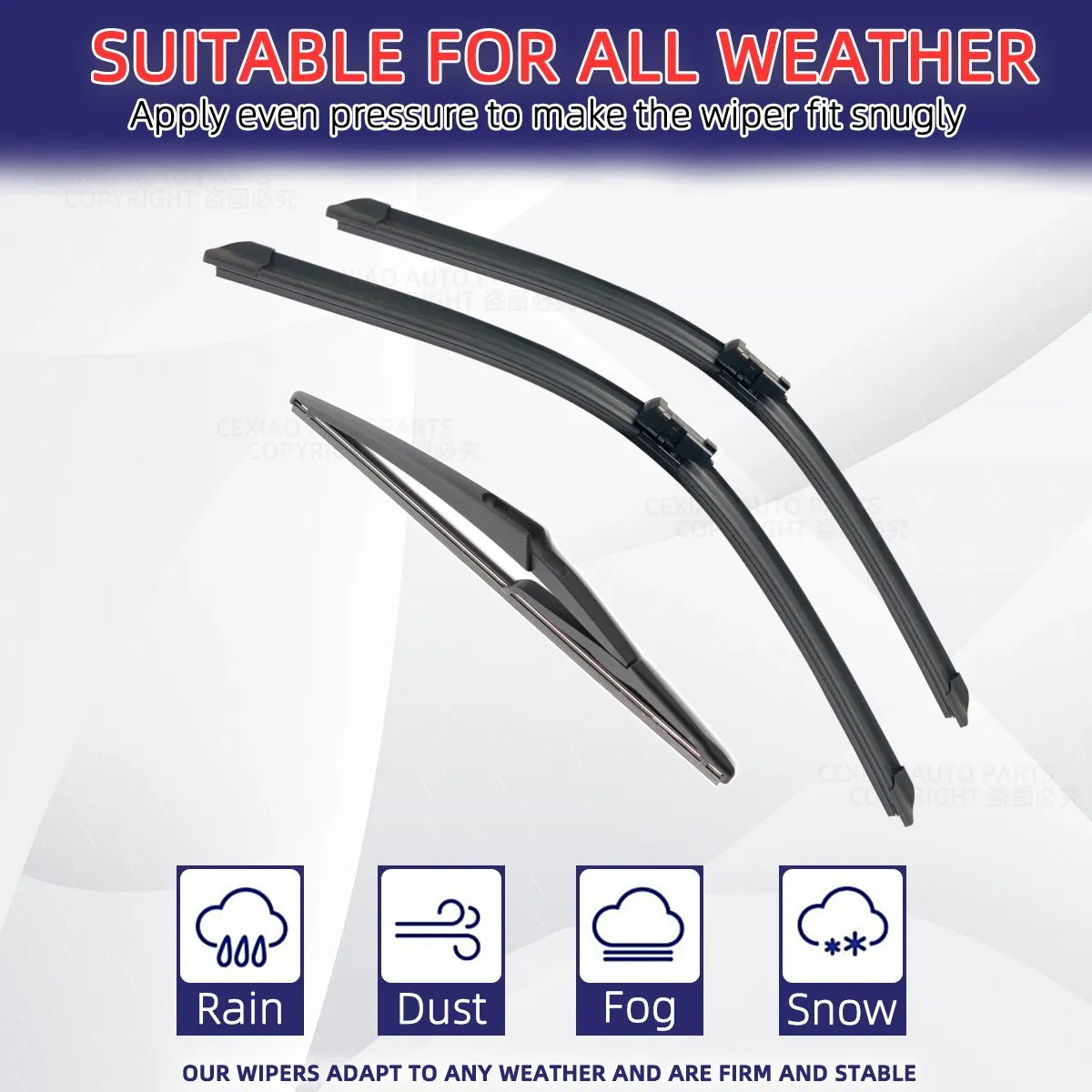 Soft Rubber Wiper Blades for JAC Refine S2 Windshields, All-Season 3 ...
