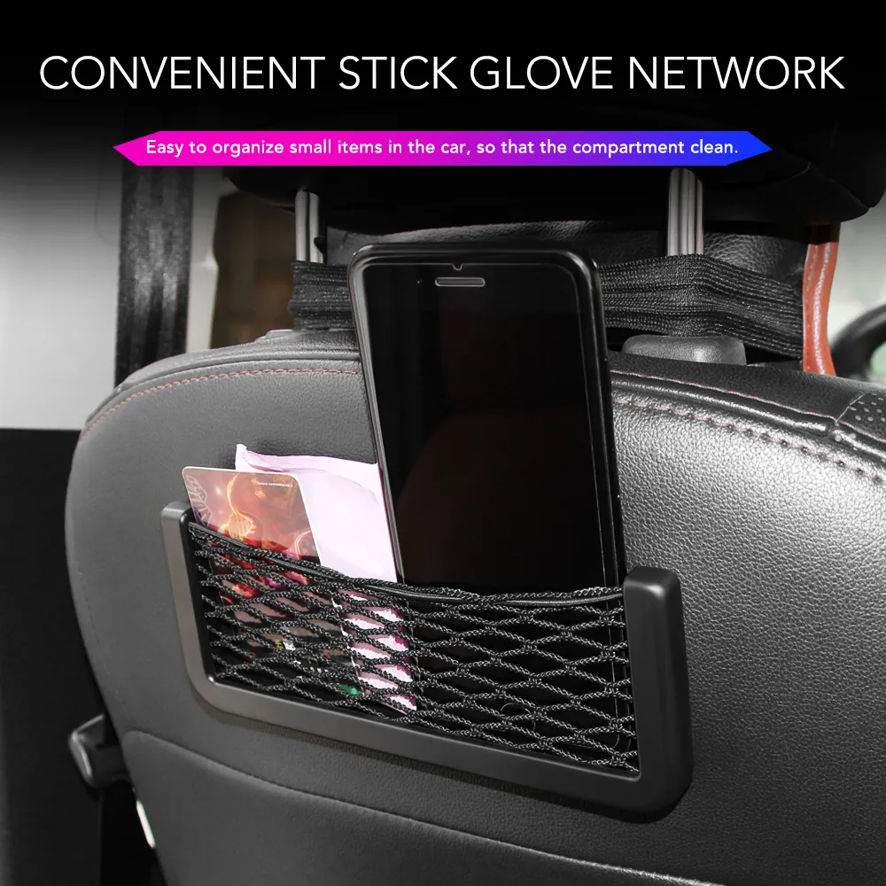 Car Organizer Storage Bag with Elastic Mesh Net Pockets 8×3 in and 8×6 ...