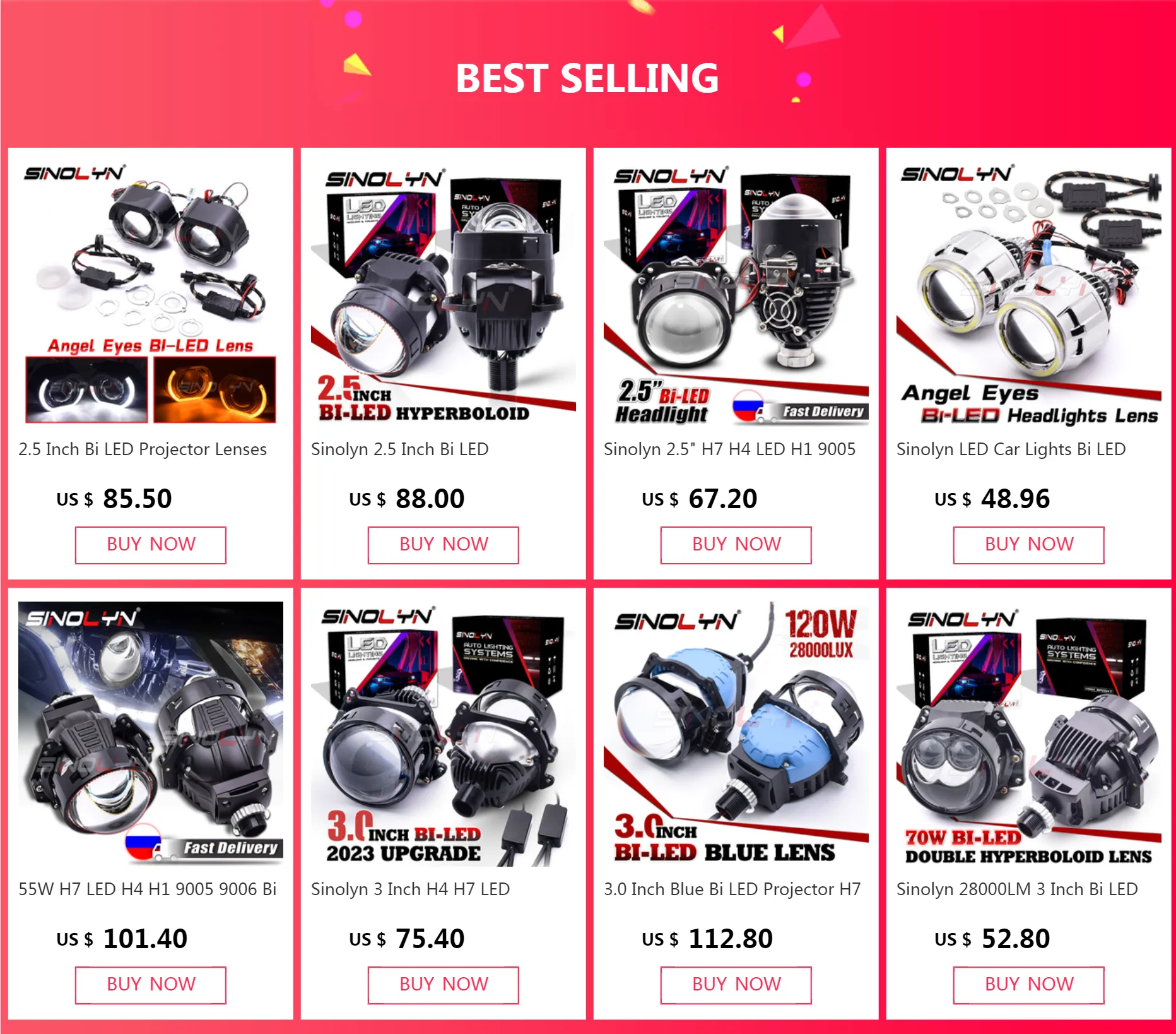 Sinolyn Bi LED Projector Lenses 2.5 Inch H7 H4 H1... From Ddmylovely ...