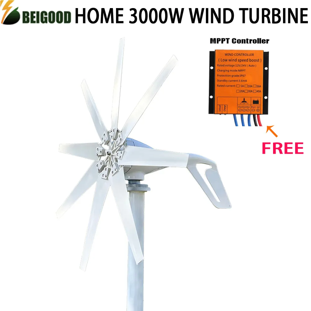 Residential Vertical Wind Turbines: 3000W Horizontal Wind Turbine ...