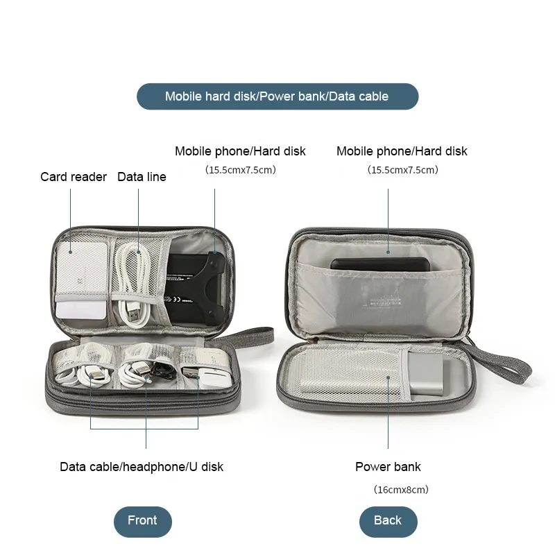 Electronics Cable Organizer Portable Double Layer Gadget Bag Travel ...