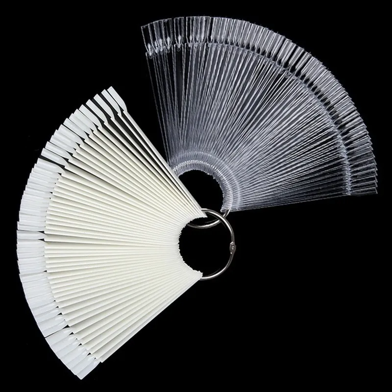Acrylic False Nail Tips Fan Transparent White Nail Art Practice Display ...