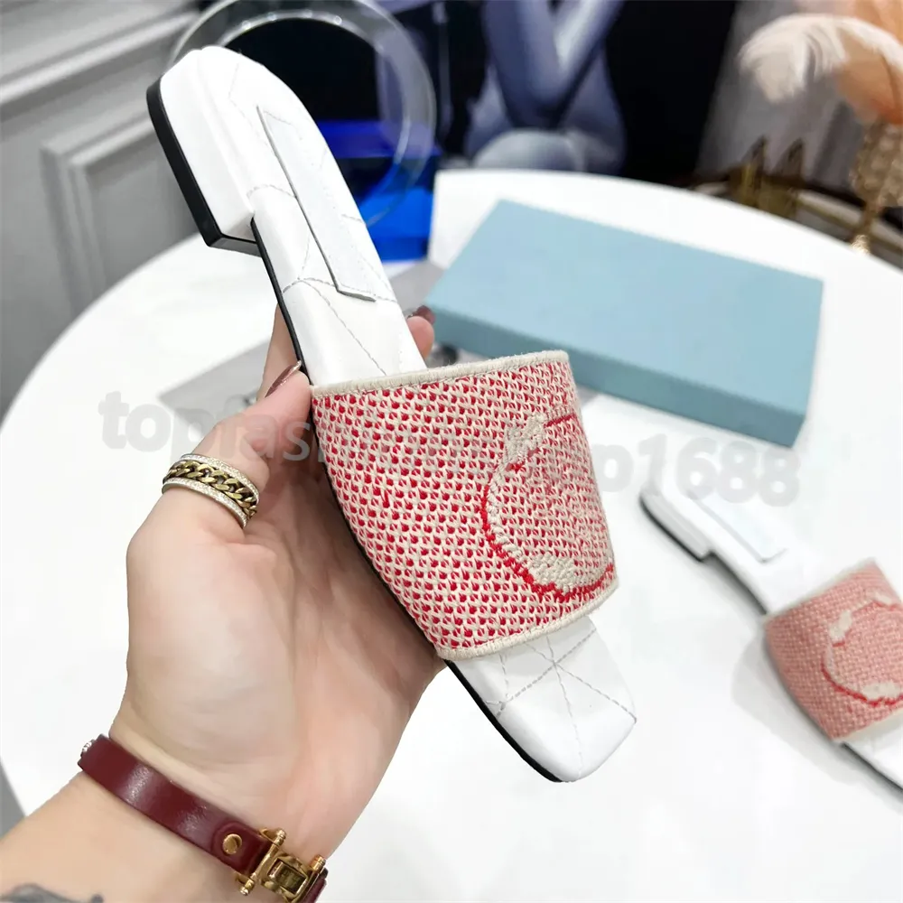 New Prad Triangle Straw Weave Slipper Sandal Platform Raffias Slippers ...