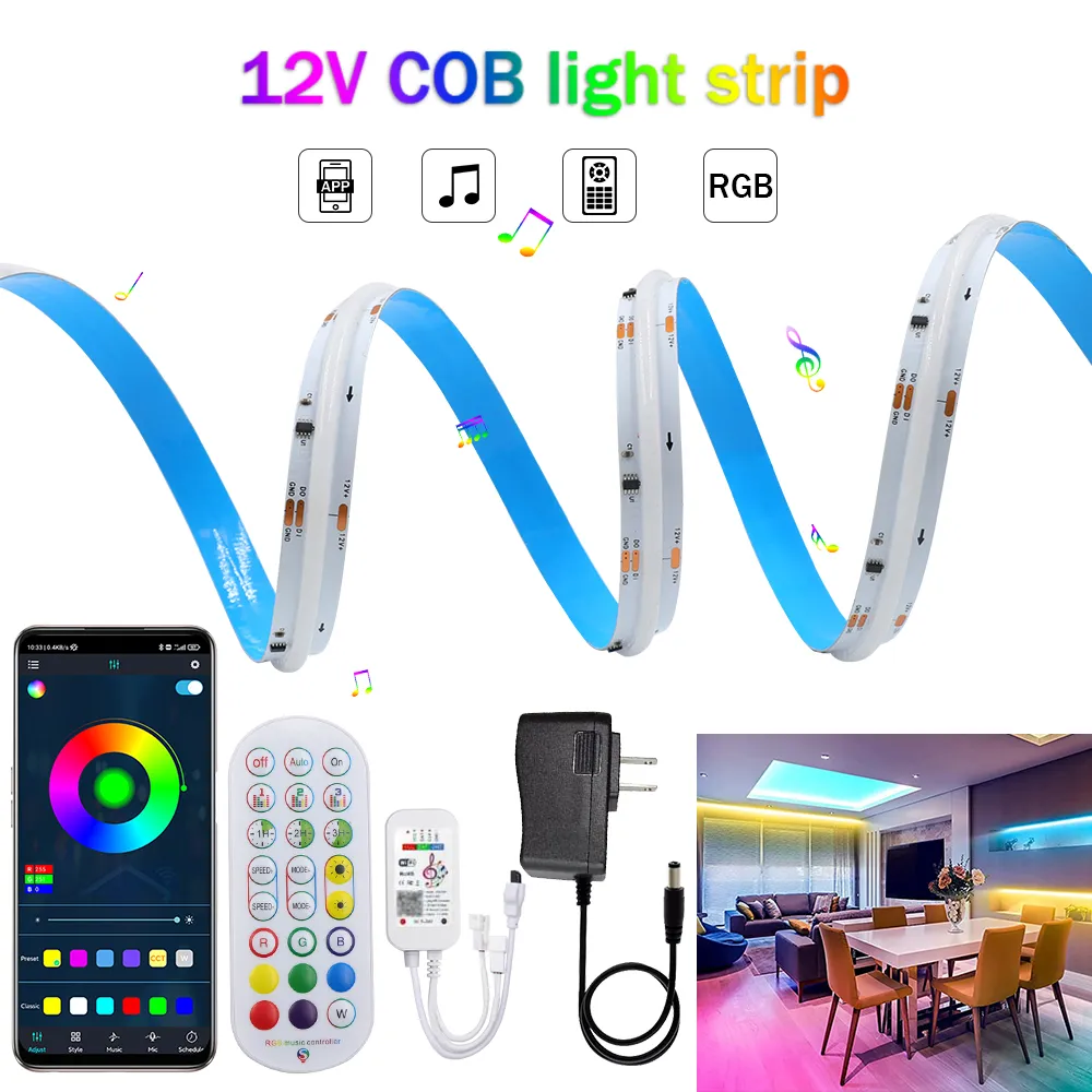 WS2812B LED Light Strip 12V/24V Addressable COB LED Strip Light, 720 ...