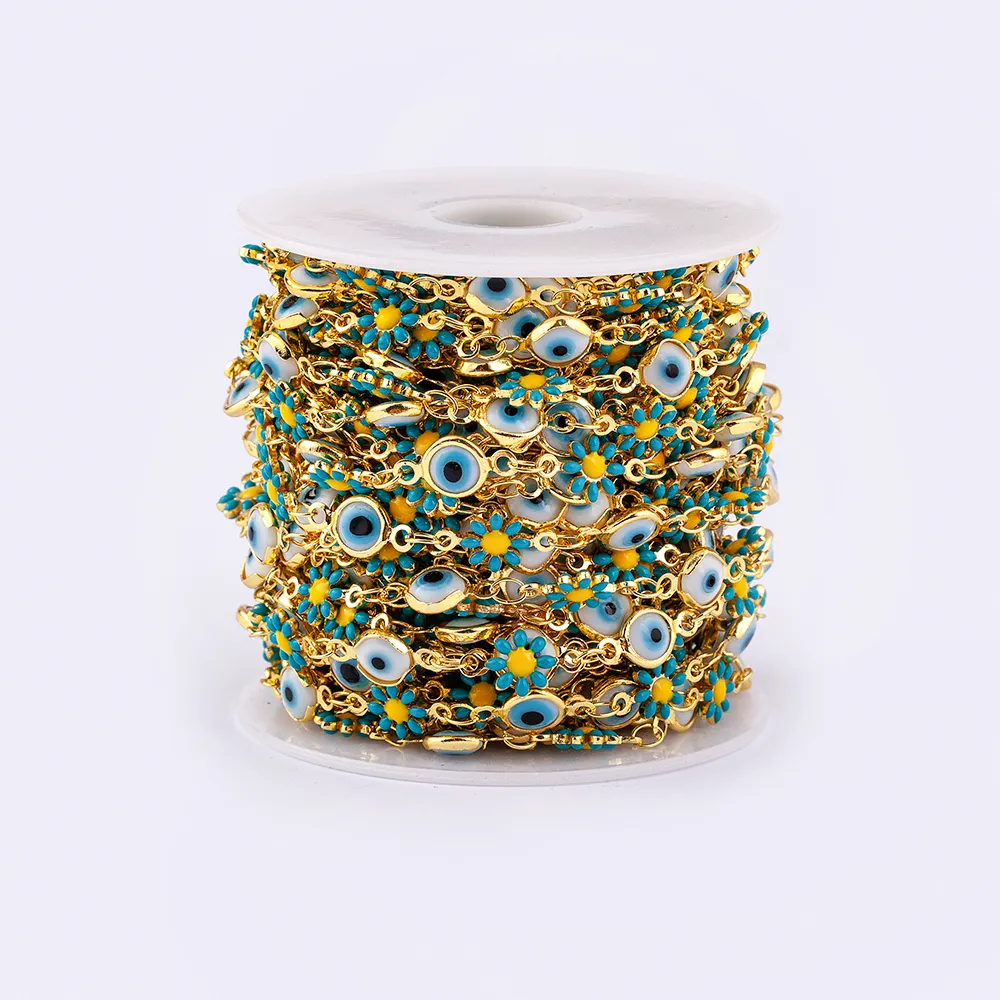 DHgate.com:Daisy Flower Chains Metal Beads, Blue Enamel DIY Jewelry ...