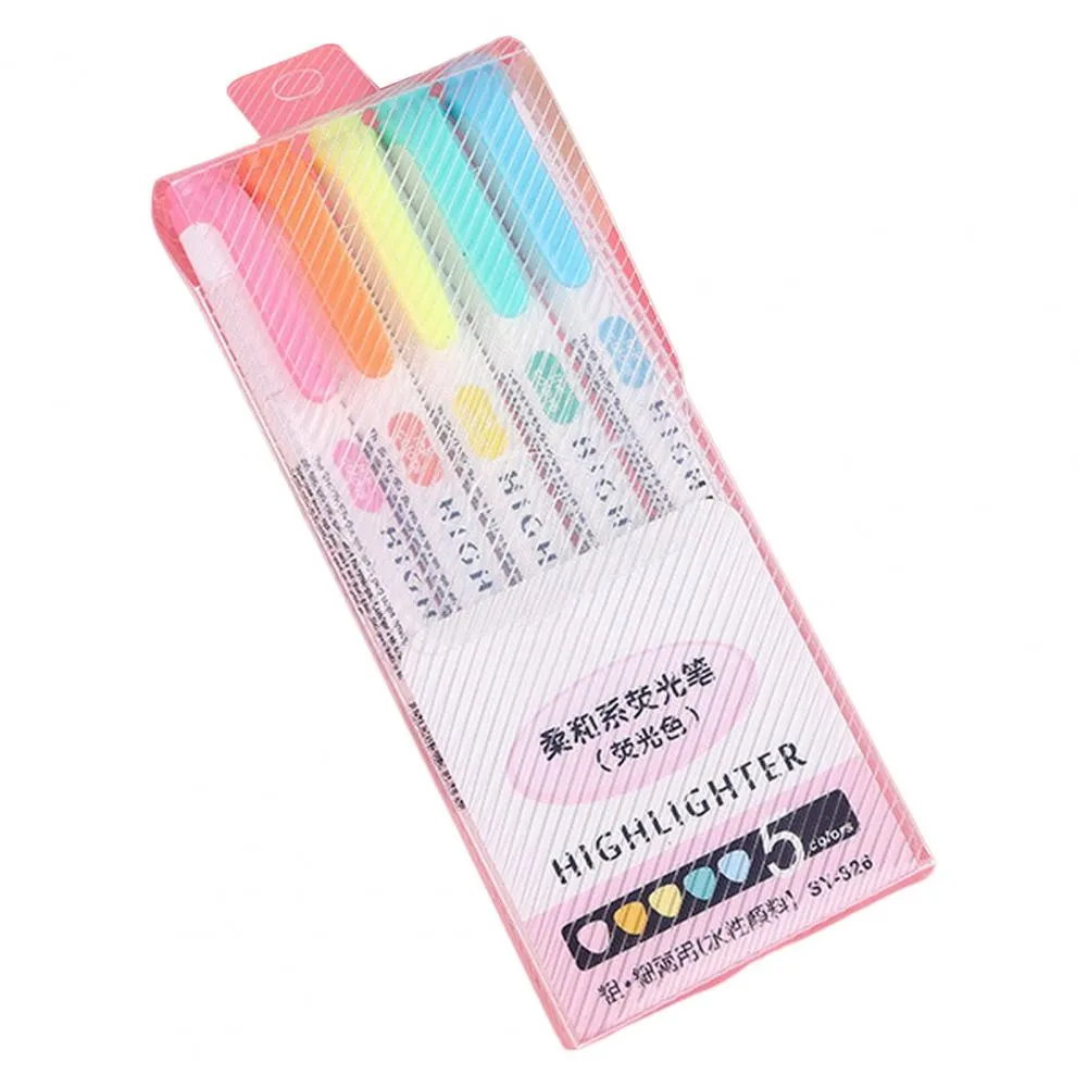 5-Pack Vivid Hues Highlighter Pens | Smooth Grip, No-Slip | Oblique Tip ...