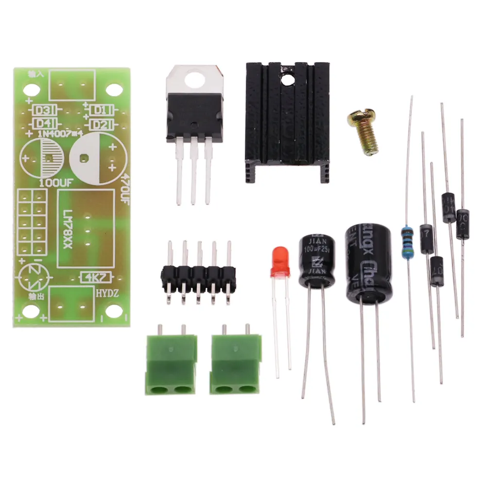 DIY KIT LM7805 L7805 DC/AC Üç Terminal Voltaj Regülatörü Güç Kaynağı ...