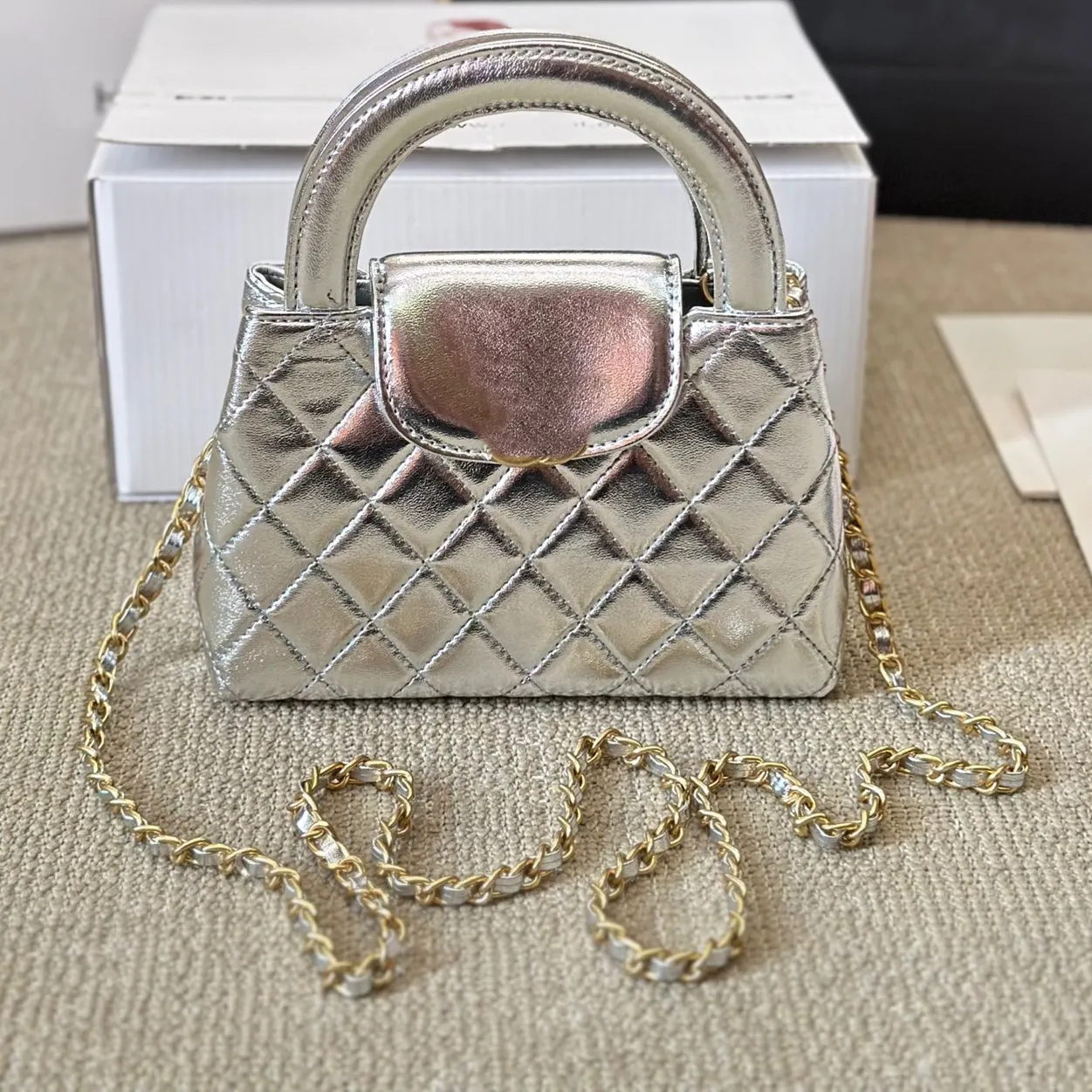 Designer Tweed Shoulder Top Handle Bag Mini Luxury Handtop Handle Bag ...