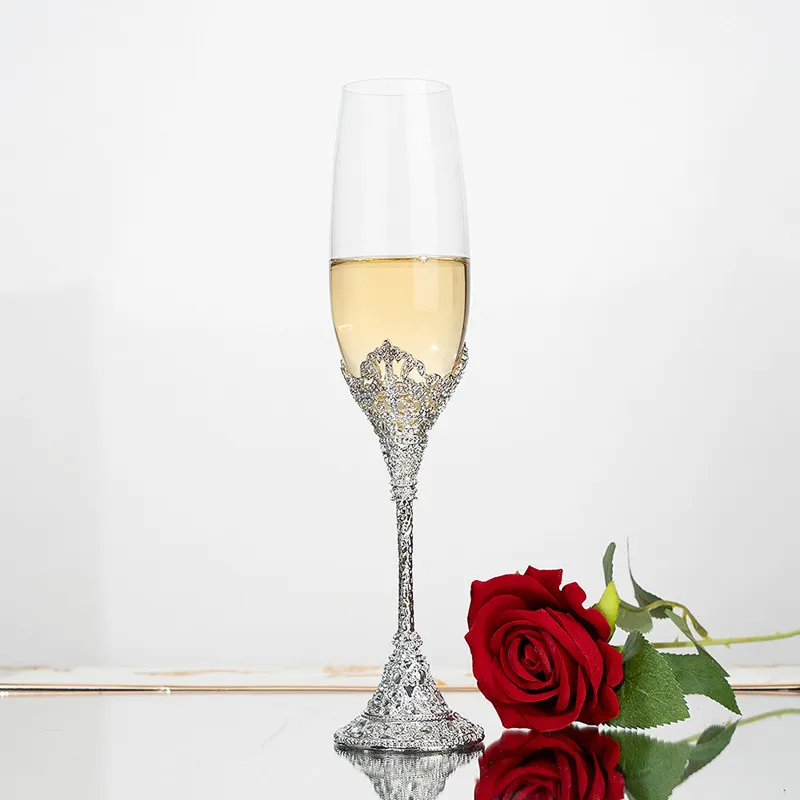 Exquisite Silver Champagne Flutes with Filigree Design, Perfect for ...