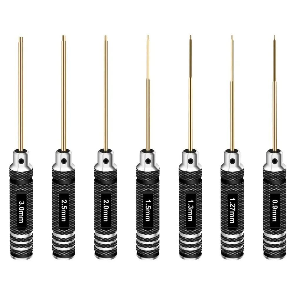 7-Piece Hex Allen Screwdriver Kit: 0.9mm, 1.27mm, 1.3mm, 1.5mm, 2.0mm ...