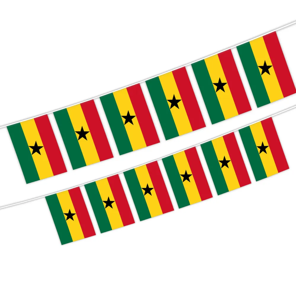 5 ft Ghana Mini String Flags 5.5 in x 8.3 in Fabric Hanging Window ...
