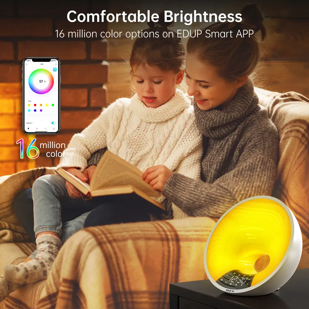 Smart Sunrise Alarm Clock - WiFi Wake Up Light with Sunset Simulation ...