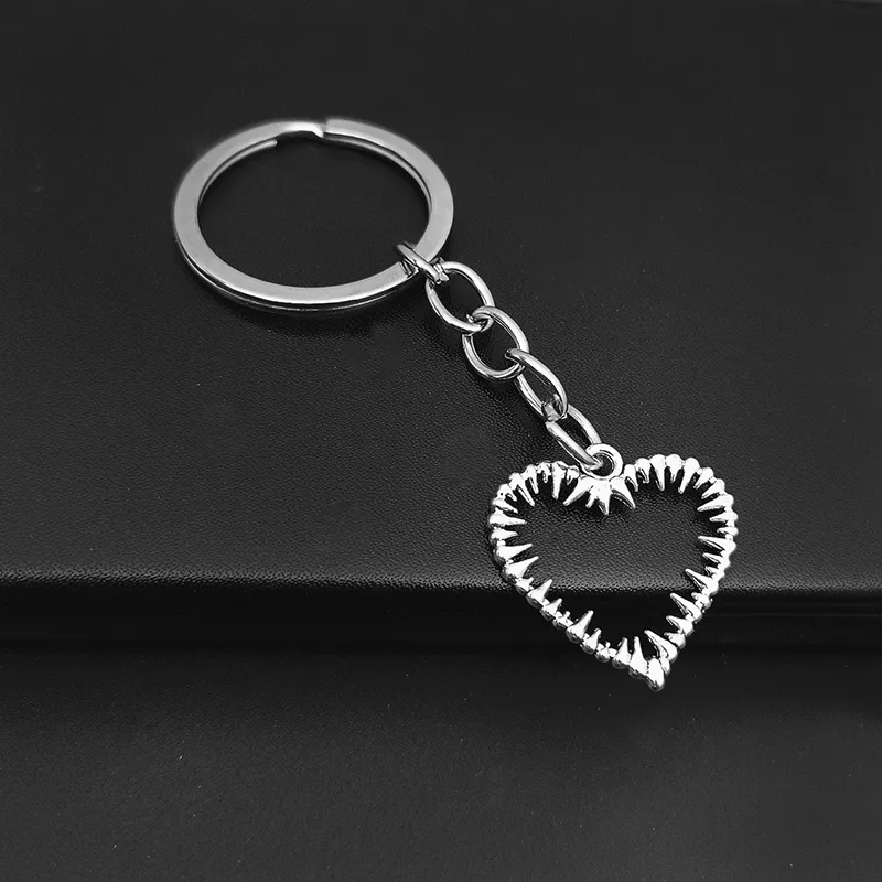 Metal Star Key Ring with Hollow Heart Pendant Keychain for Women Punk ...
