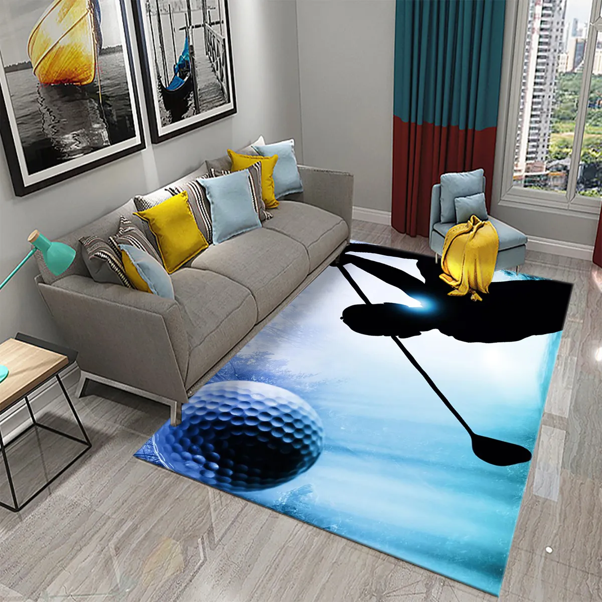 DHgate.com:Modern 3D Golf Area Rug, Soft Non-Slip Carpet for Bedroom ...