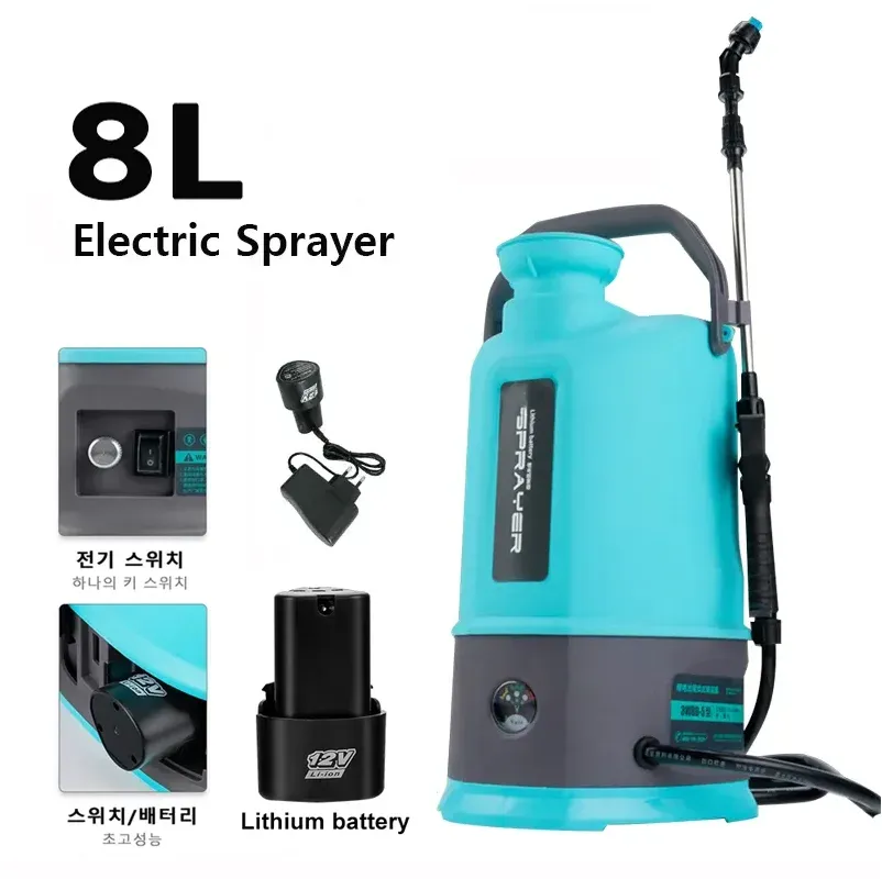 8L Electric Garden Sprayer Backpack - Rechargeable High-Pressure ...