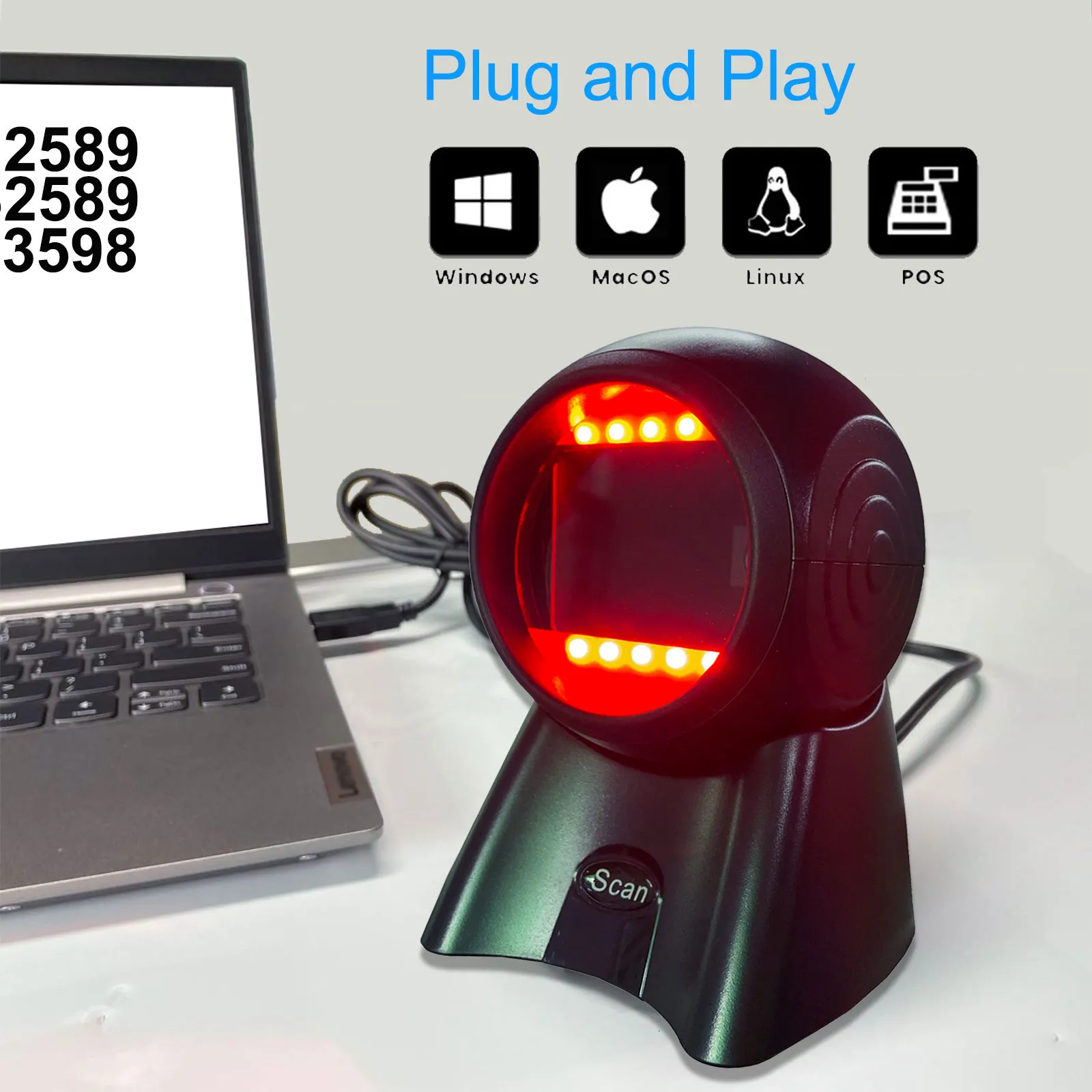 Hands-Free 2D QR qr photo scanner with Omnidirectional Automatic ...