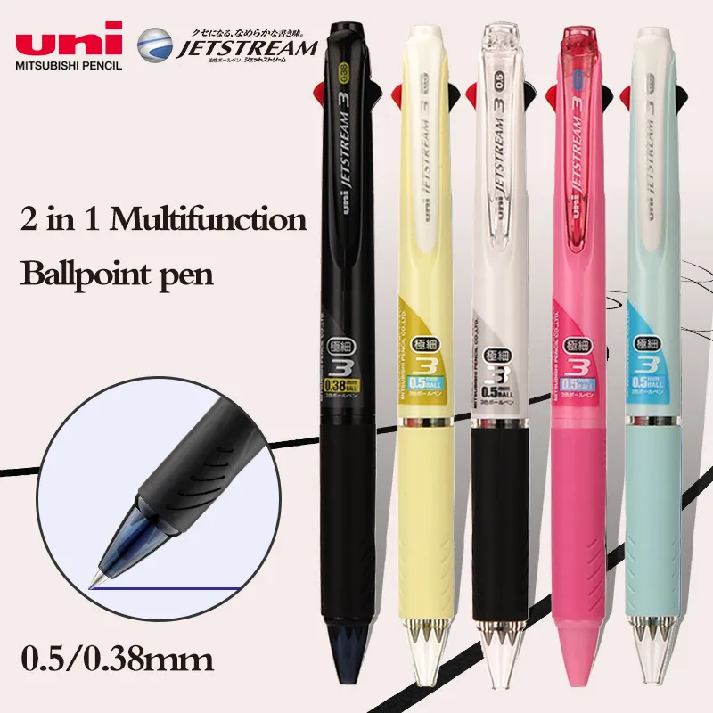 3-in-1 Jetstream Ballpoint Pen: Multifunctional Oil Pen 0.5/0.38mm ...