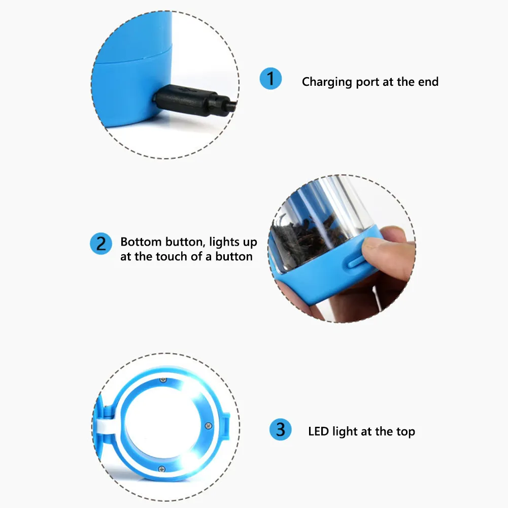 LED Lights Storage Container 50ml USB Rechargeable Moisture-proof Herb ...