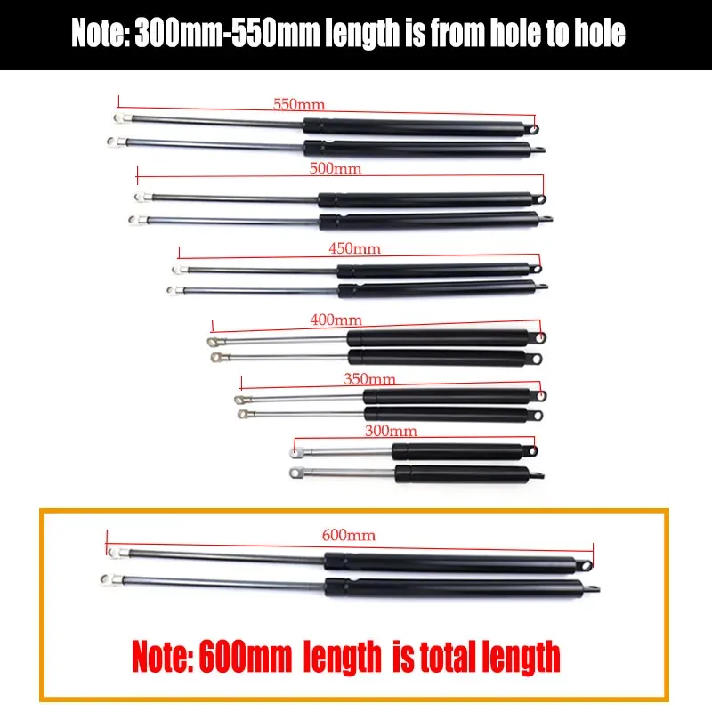 Heavy-Duty Gas Struts Pair - 300-600mm Adjustable Car Bonnet Hood Trunk ...