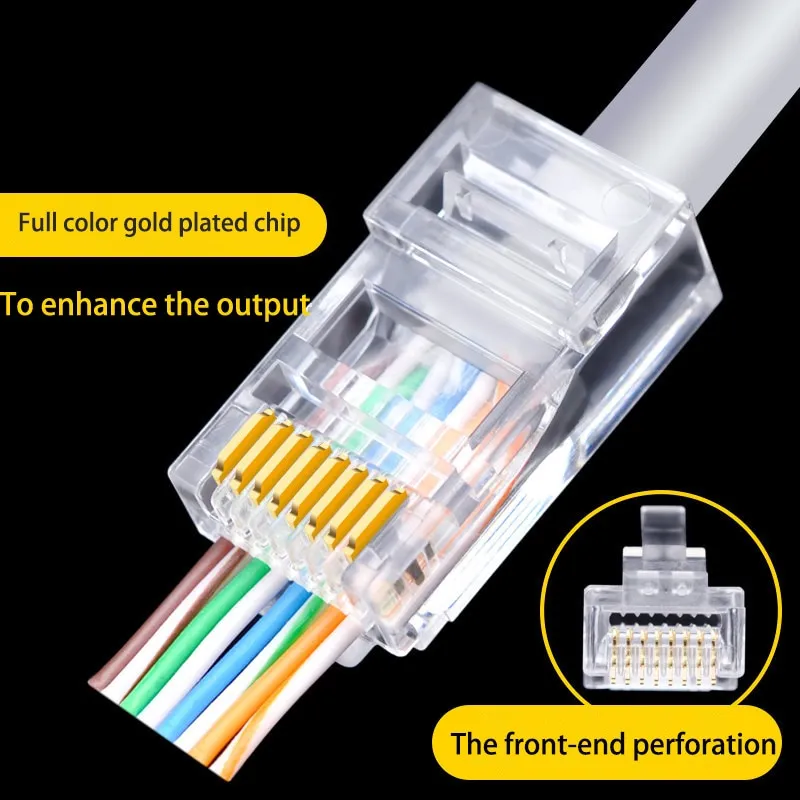 Cat6 RJ45 Connectors | 50 Pack Unshielded Crystal Head Network Cable ...