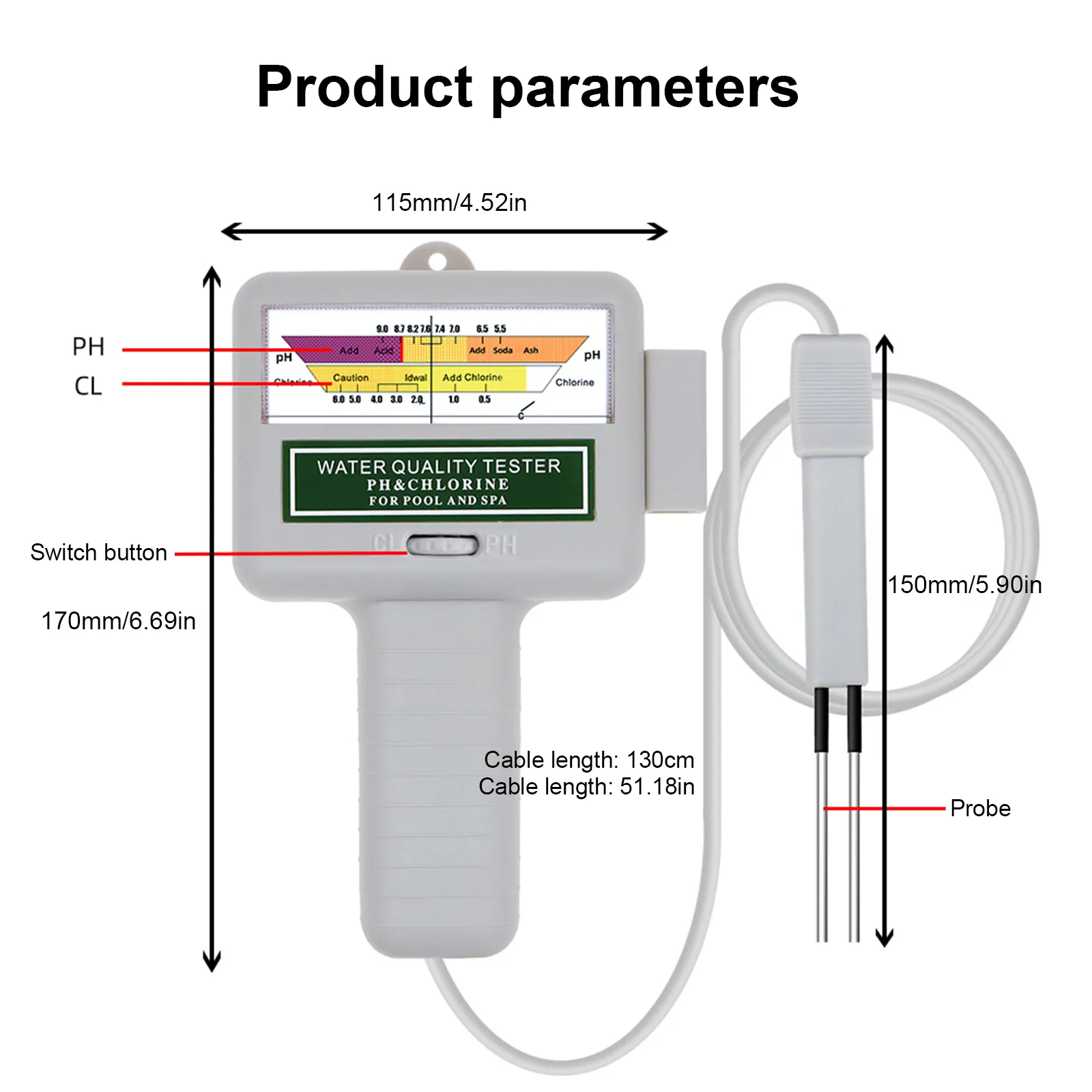 2-in-1 PH and Chlorine Meter, Portable Water Quality Tester for Pools ...