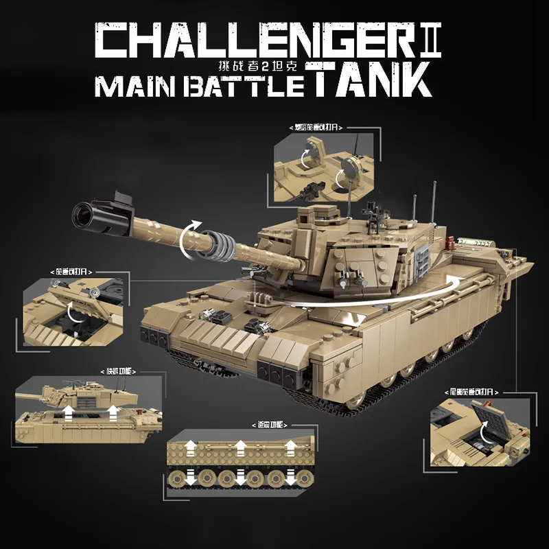 RC WW2 Tanks Military British Challenger 2 Tank Building Blocks, Army ...
