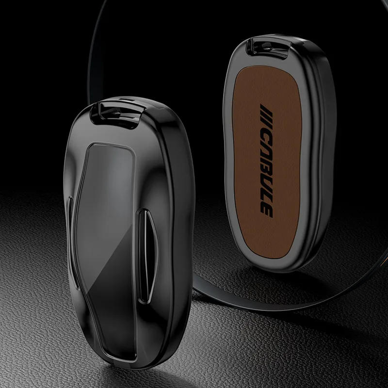 Premium Zinc Alloy Leather Car Key Case Cover for Tesla Model 3/S/Y ...