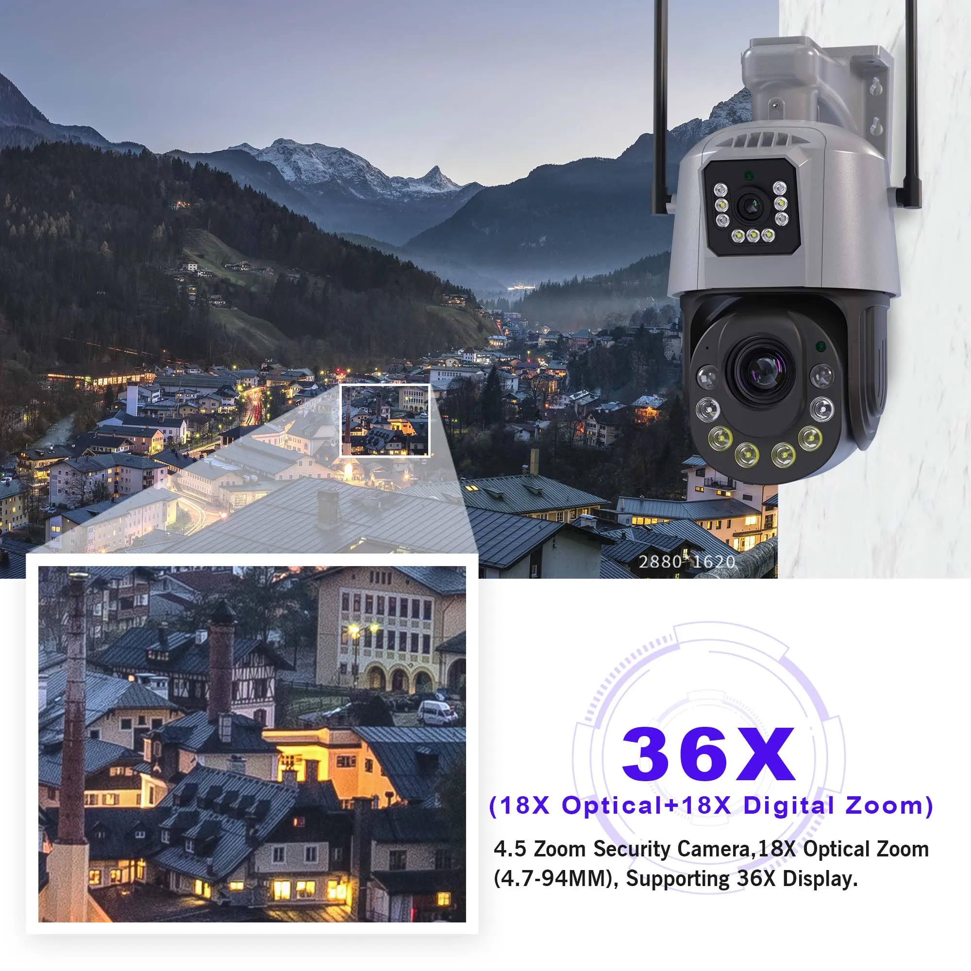 6MP 4G Sim Card IP Camera with 30X Zoom Dual Lens Dual Screen PTZ CCTV ...