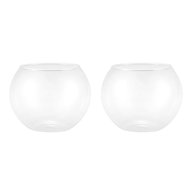 2X Round Glass Spheres | Transparent Fishbowl Planter Vase | Modern ...