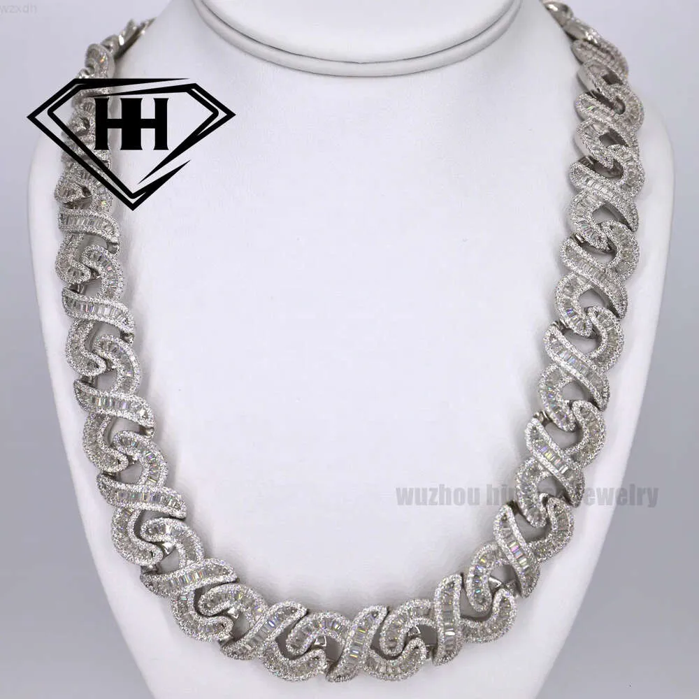 Icy Moissanite Cuban Link Chain 925 Silver, 18mm Baguette Cut, Box ...