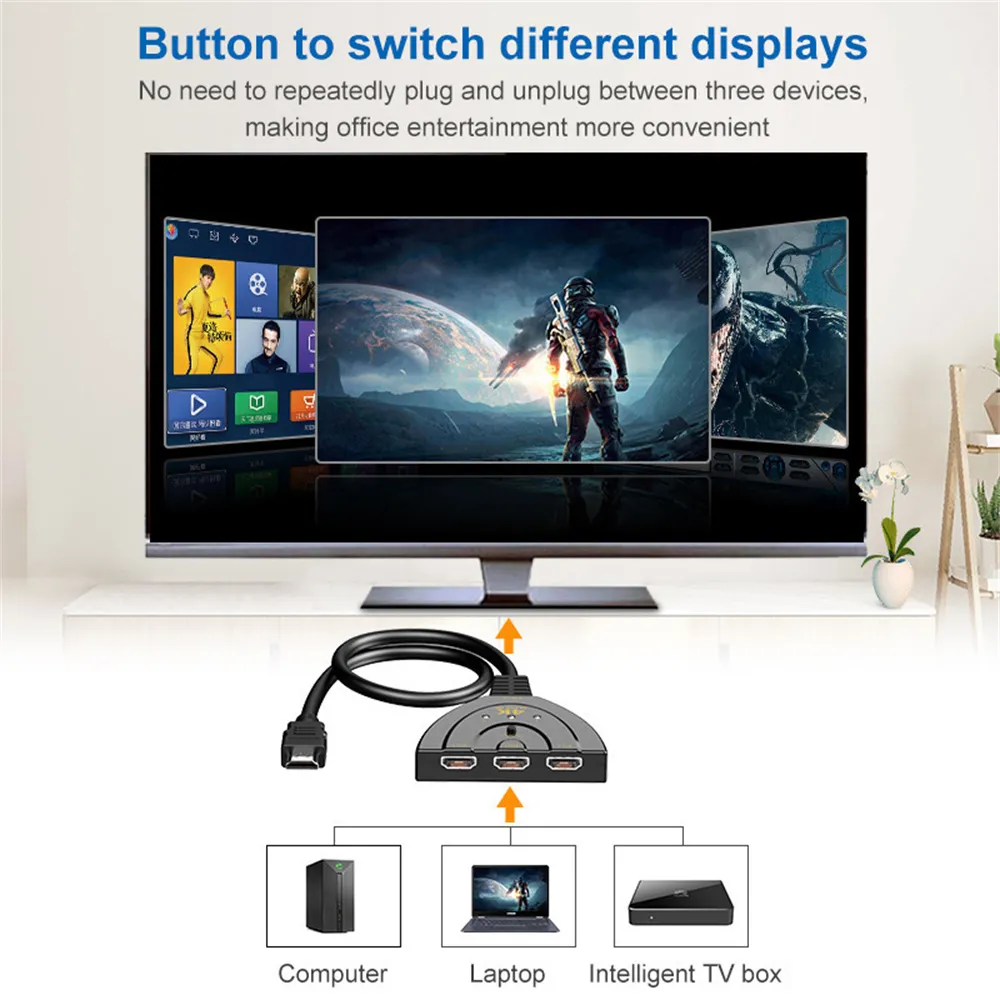 DHgate.com:4K HDMI Switch 3 Ports HDMI Switcher Splitter 3x1 HDMI ...