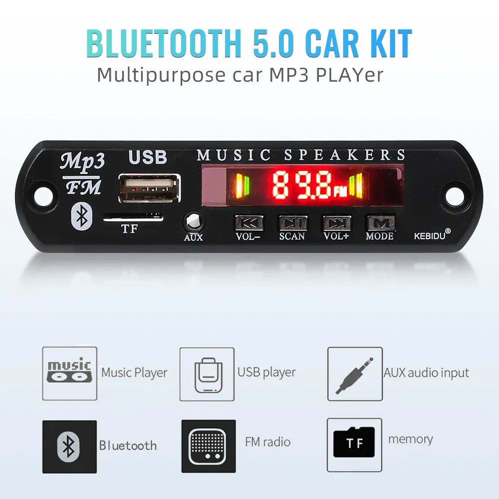 Bluetooth MP3 Player For Car With Bluetooth 5.0 Decoder Board, 50W ...