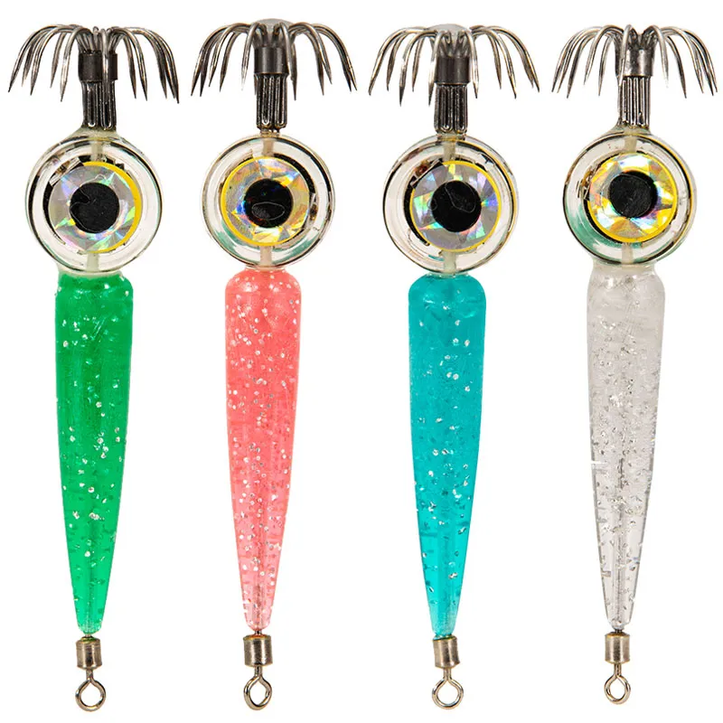 5-Piece LED Light Fishing Lures - Luminous Squid Hooks, Cuttlefish Bait ...