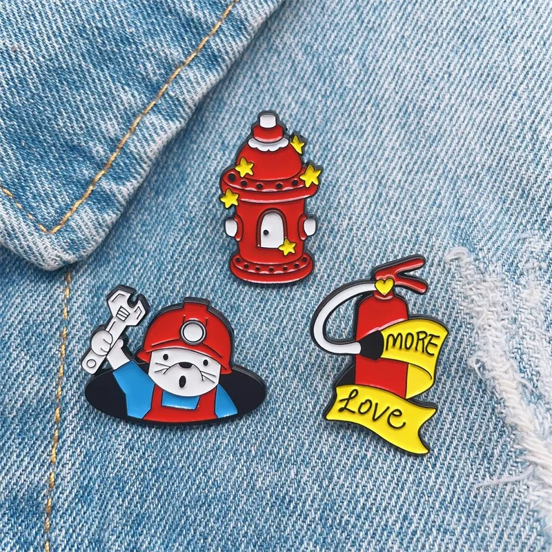DHgate.com:Fireman Enamel Pins Alloy Jewelry, Fire Hydrant & Fire ...