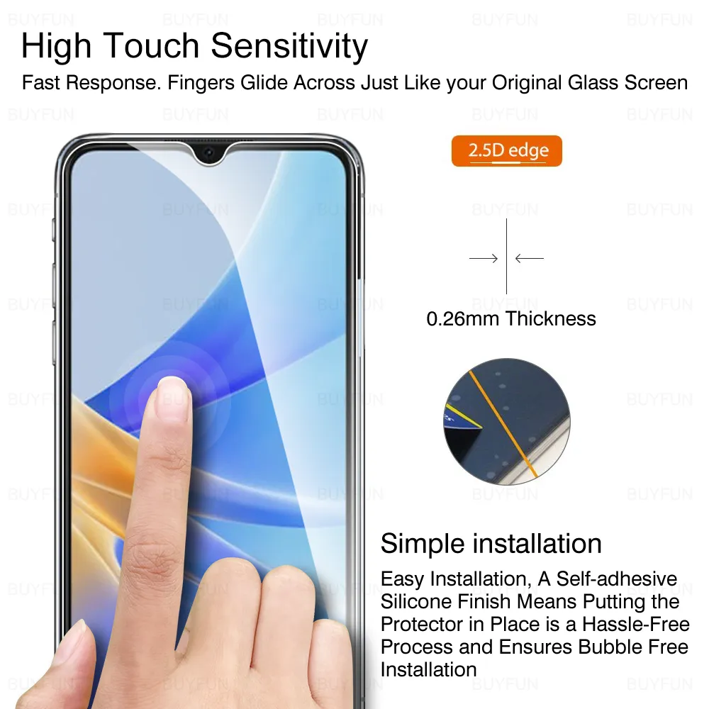 DHgate.com:4-Piece Pack 9H Tempered Glass Screen Protector for Oppo A17 ...