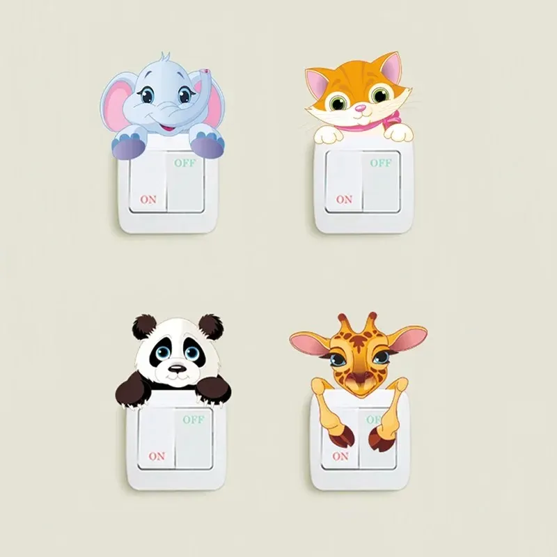 Cute Panda Switch Stickers - Cartoon Animal Light Switch Cover ...